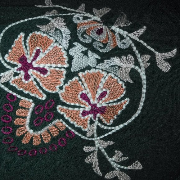 entro | Tops | Entro Green Floral Embroidered Boho Swing Tunic | Poshmark